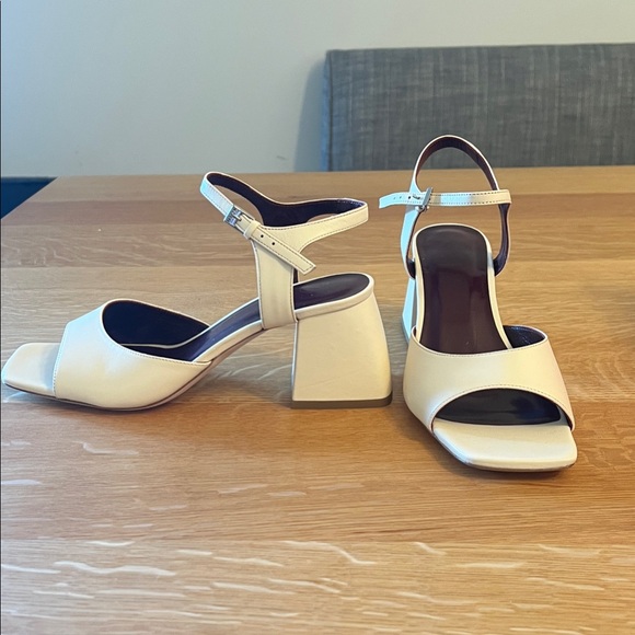 STAUD | Shoes | Staud Cream Block Heel Sandals | Poshmark